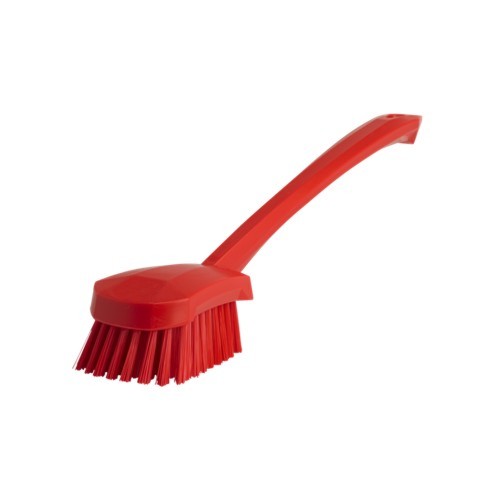 Handled Scrub Brushes : Red Stiff Long Handled Churn Brush