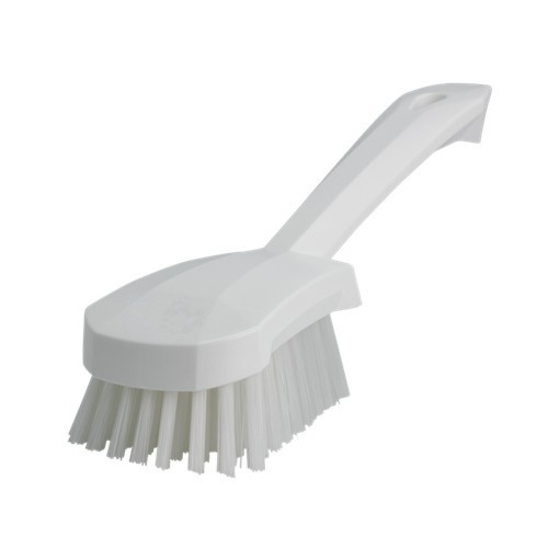 Handled Scrub Brushes : White Stiff Short Handled Scrub 270mm