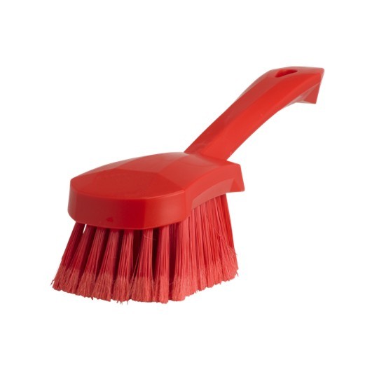 Handled Scrub Brushes : Red Extra Soft Short Handled Scrub